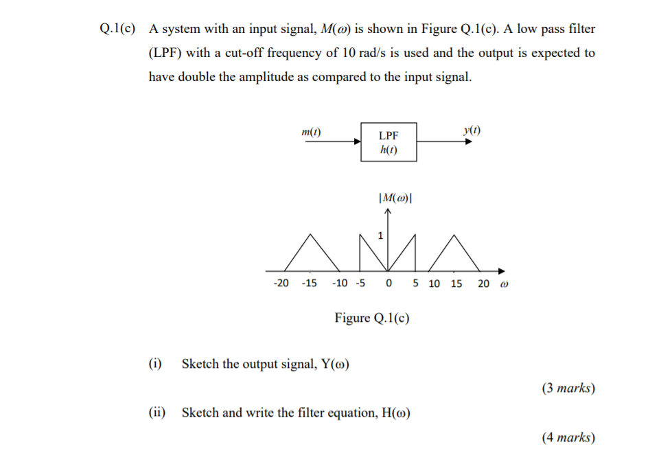 Solved Q.1(c) A system with an input signal, Mo) is shown in | Chegg.com