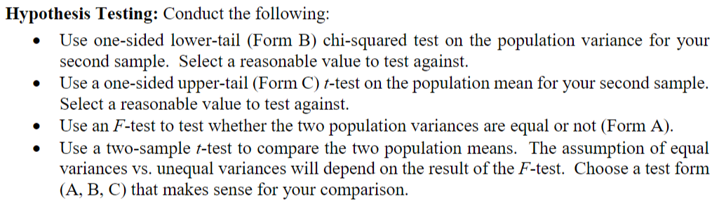 Hypothesis Testing: Conduct the following: Use | Chegg.com