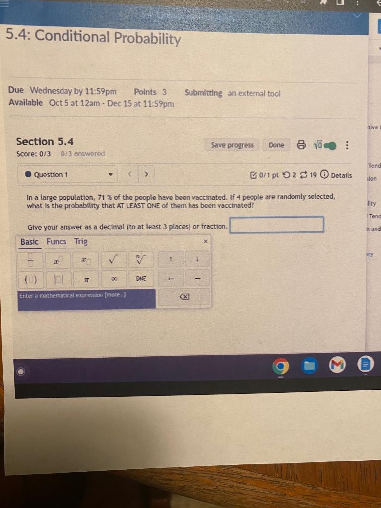 Solved 5.4: Conditional Probability Due Wednesday by 11:59pm | Chegg.com