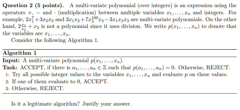 Solved Question 2 (5 points). A multi-variate polynomial | Chegg.com