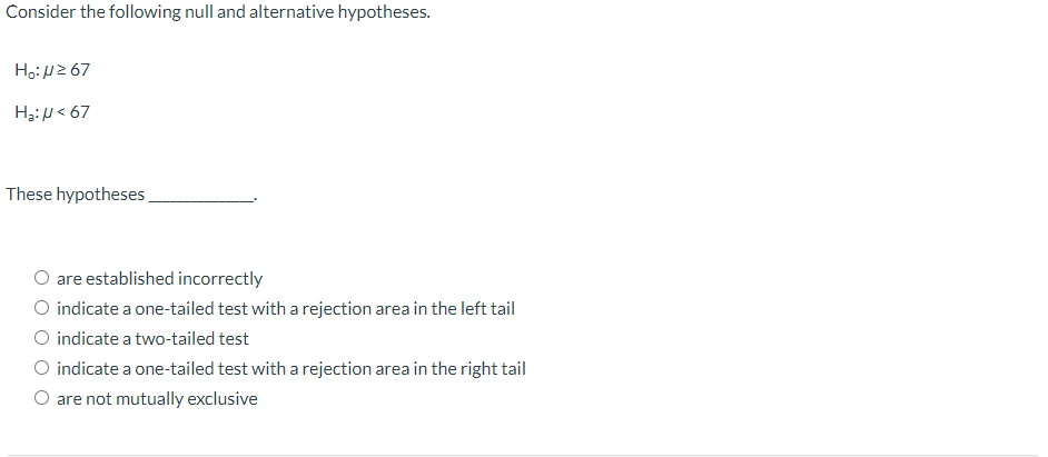 Solved Consider the following null and alternative | Chegg.com