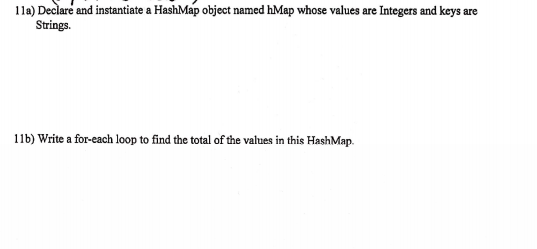 Solved 11a) Declare and instantiate a HashMap object named | Chegg.com