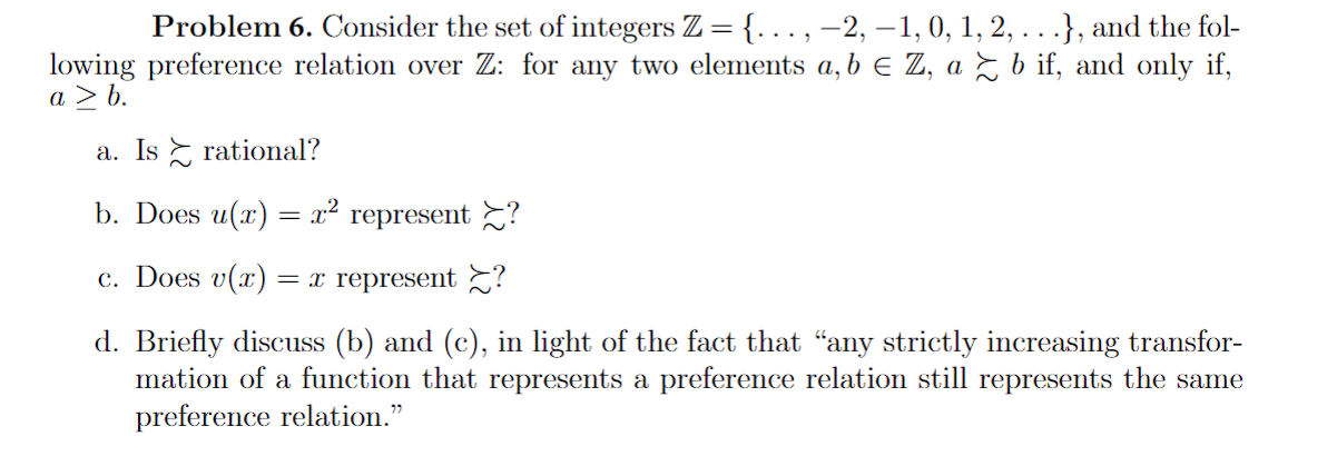 Problem 6. Consider the set of integers | Chegg.com