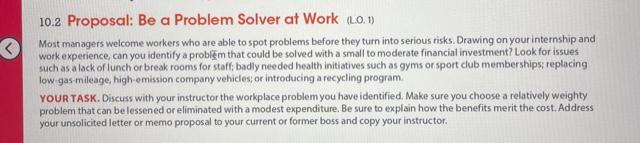 Solved - Think about a current problem that exists in your | Chegg.com