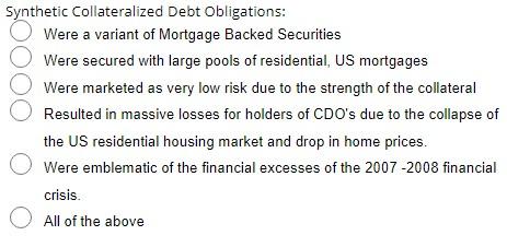 Solved Synthetic Collateralized Debt Obligations: Were a | Chegg.com