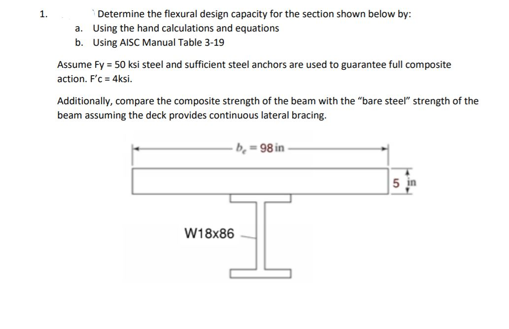 Solved 1. Determine the flexural design capacity for the | Chegg.com