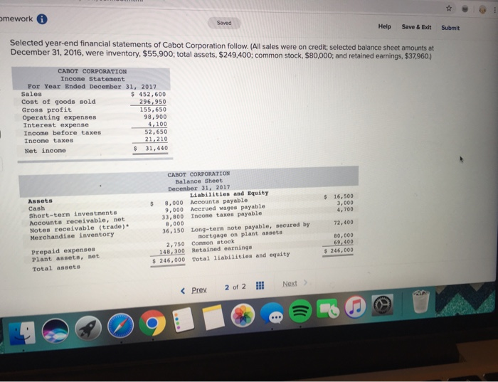 Solved mework 0 Help Save & Exit Submit Selected year-end | Chegg.com Solved mework 0 Help Save & Exit Submit Selected year-end | Chegg.com