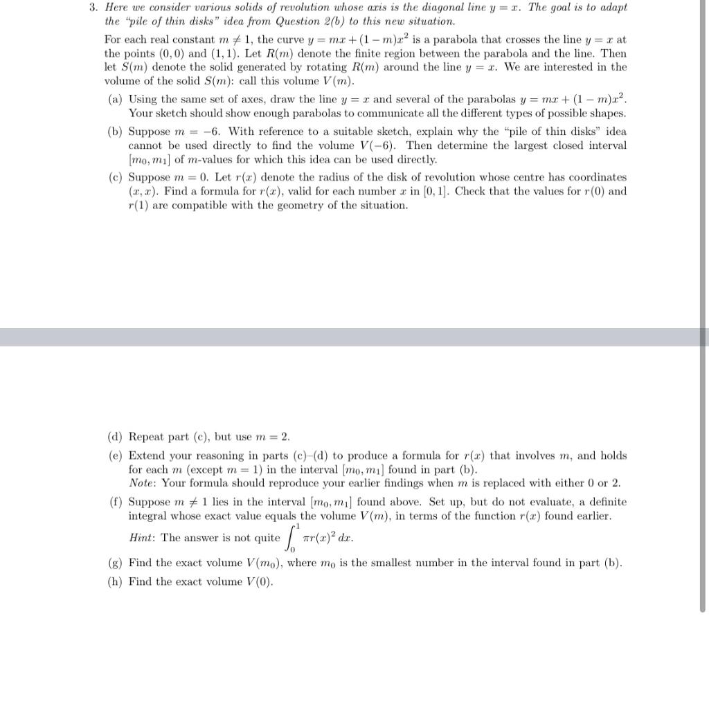 Solved 3. Here we consider various solids of revolution | Chegg.com