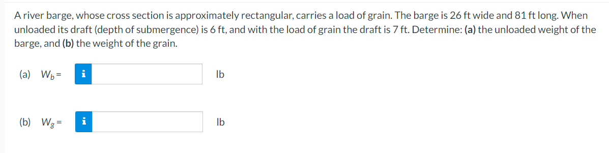 Solved A river barge, whose cross section is approximately | Chegg.com