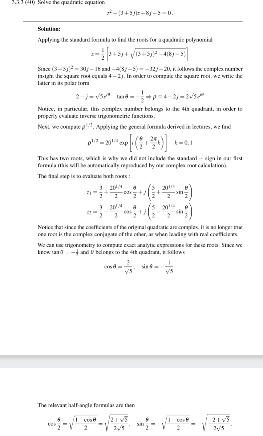 Solved 3.3 .3 (40) Solve the quadratic equation | Chegg.com