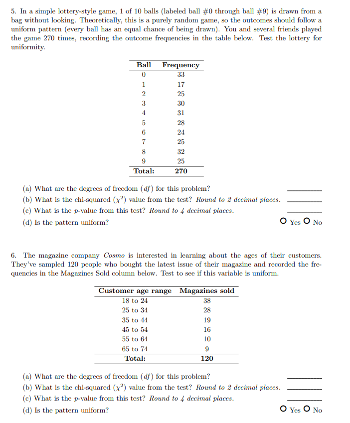 Solved 5. In a simple lottery-style game, 1 of 10 balls | Chegg.com