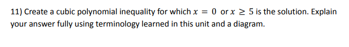 Solved 11) Create a cubic polynomial inequality for which x | Chegg.com