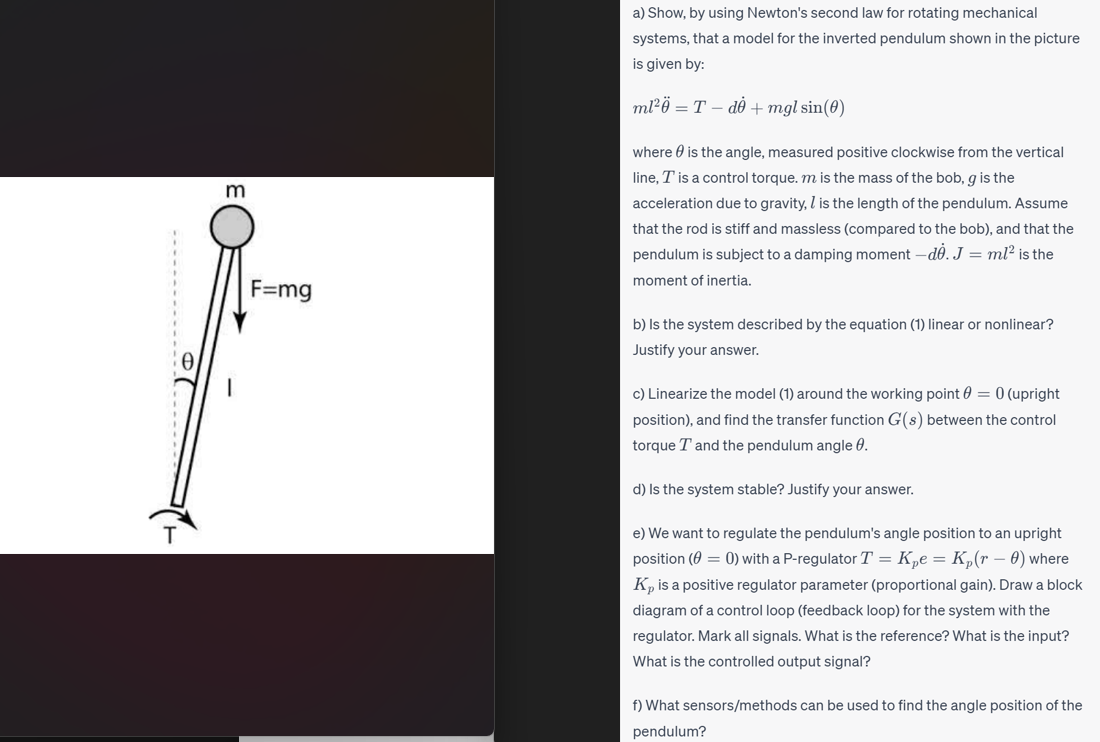 Solved a) ﻿Show, by using Newton's second law for rotating | Chegg.com