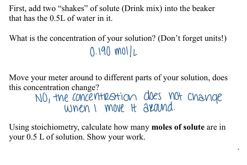 Solved First, add two “shakes" of solute (Drink mix) into | Chegg.com