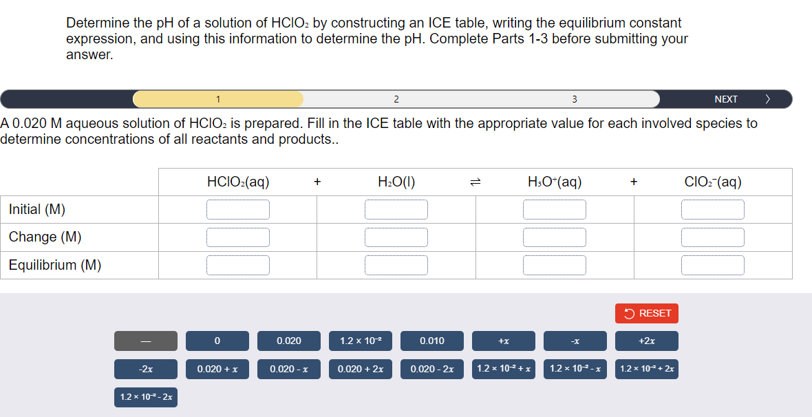 [Solved]: Determine the pH of a solution of HCIO2 by const