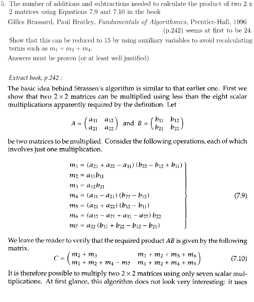 5. The number of additions and subtractions needed to | Chegg.com