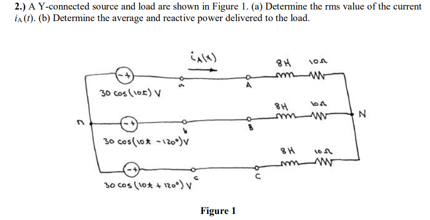 Solved 2.) A Y-connected source and load are shown in Figure | Chegg.com