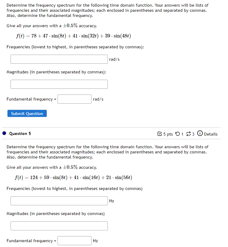 Solved Determine the frequency spectrum for the following | Chegg.com