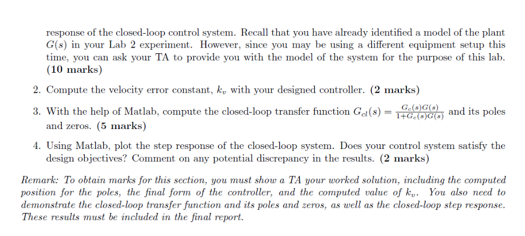 Solved 2 Phase-Lead Control of the Servomechanism In Lab. | Chegg.com