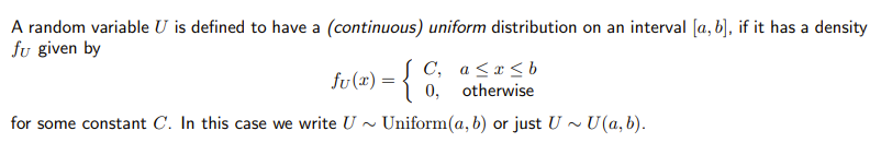 Solved A random variable U is defined to have a (continuous) | Chegg.com