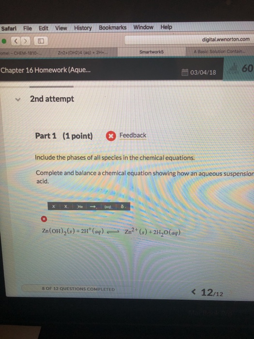 Solved pter 16 Homework (Aque... 03/04/18 Part 2 (1 point) | Chegg.com Solved pter 16 Homework (Aque... 03/04/18 Part 2 (1 point) | Chegg.com