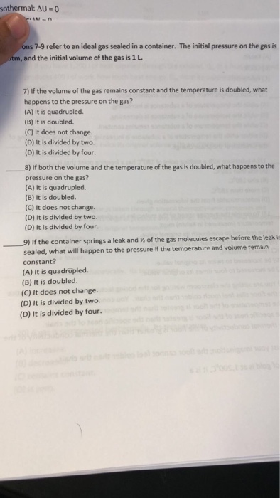 Solved sothermal: AUO ons 7-9 refer to an ideal gas sealed | Chegg.com