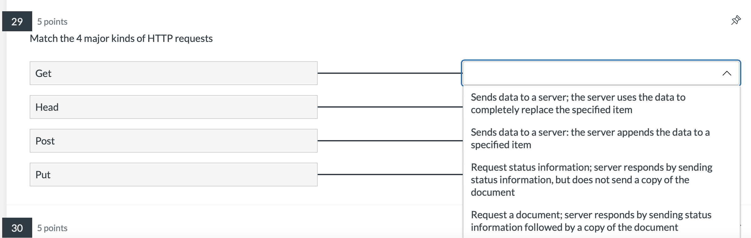 Solved Match the 4 major kinds of HTTP requests | Chegg.com