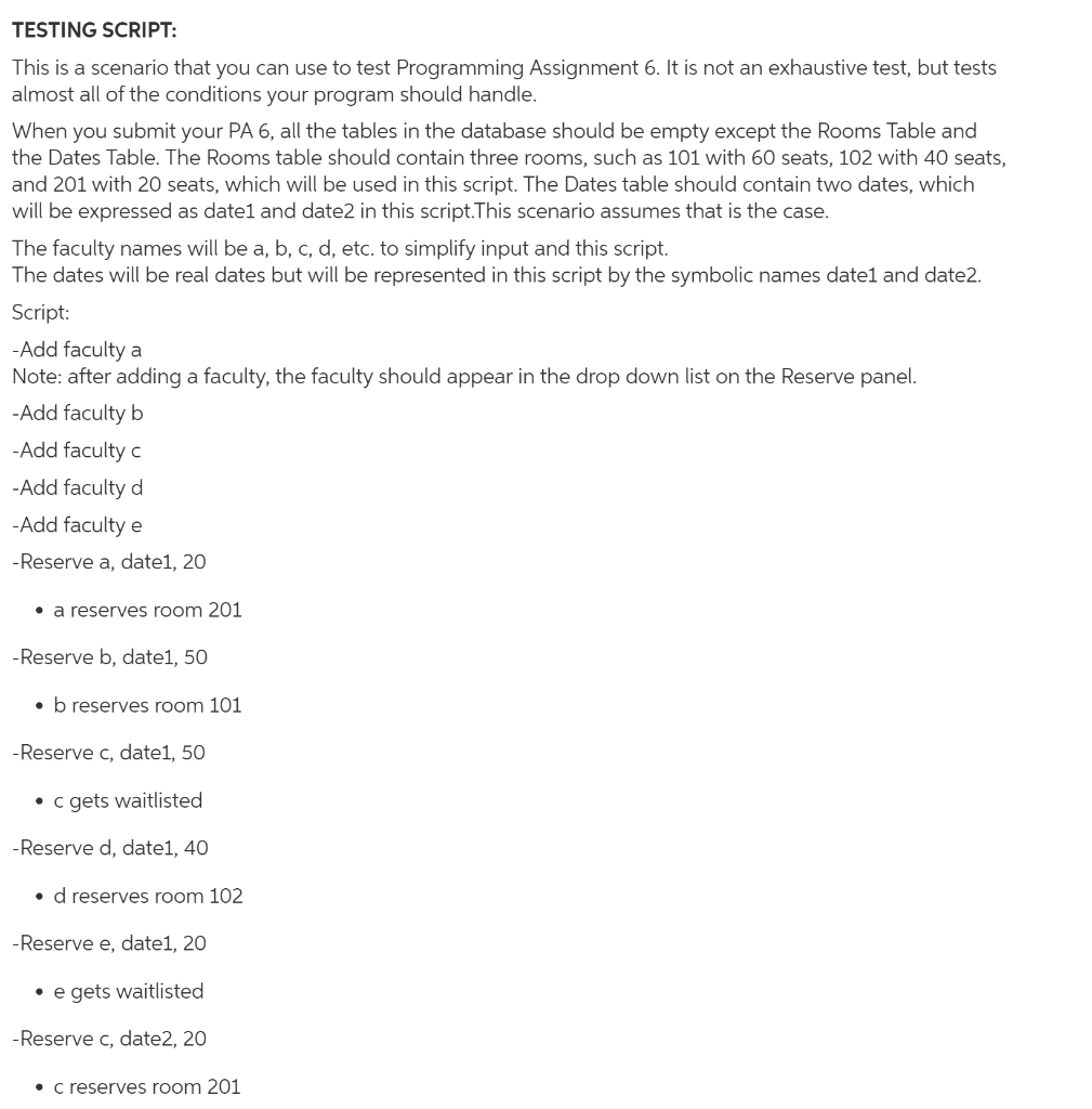 Solved Room Scheduler Initial Phase - Programming Assignment | Chegg.com