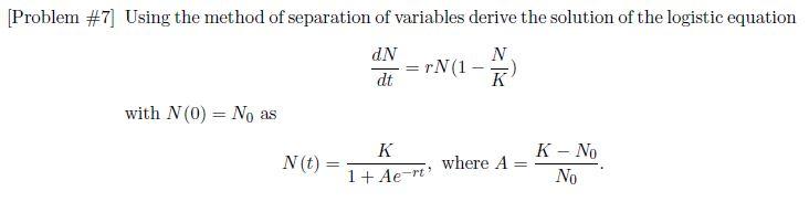 Solved [Problem \#7] Using the method of separation of | Chegg.com