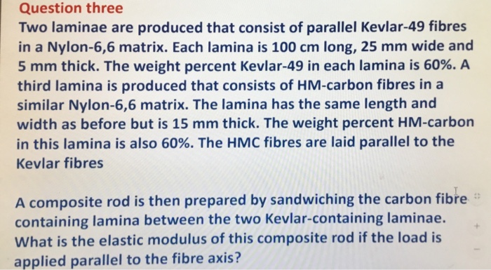 Solved Question three Two laminae are produced that consist | Chegg.com