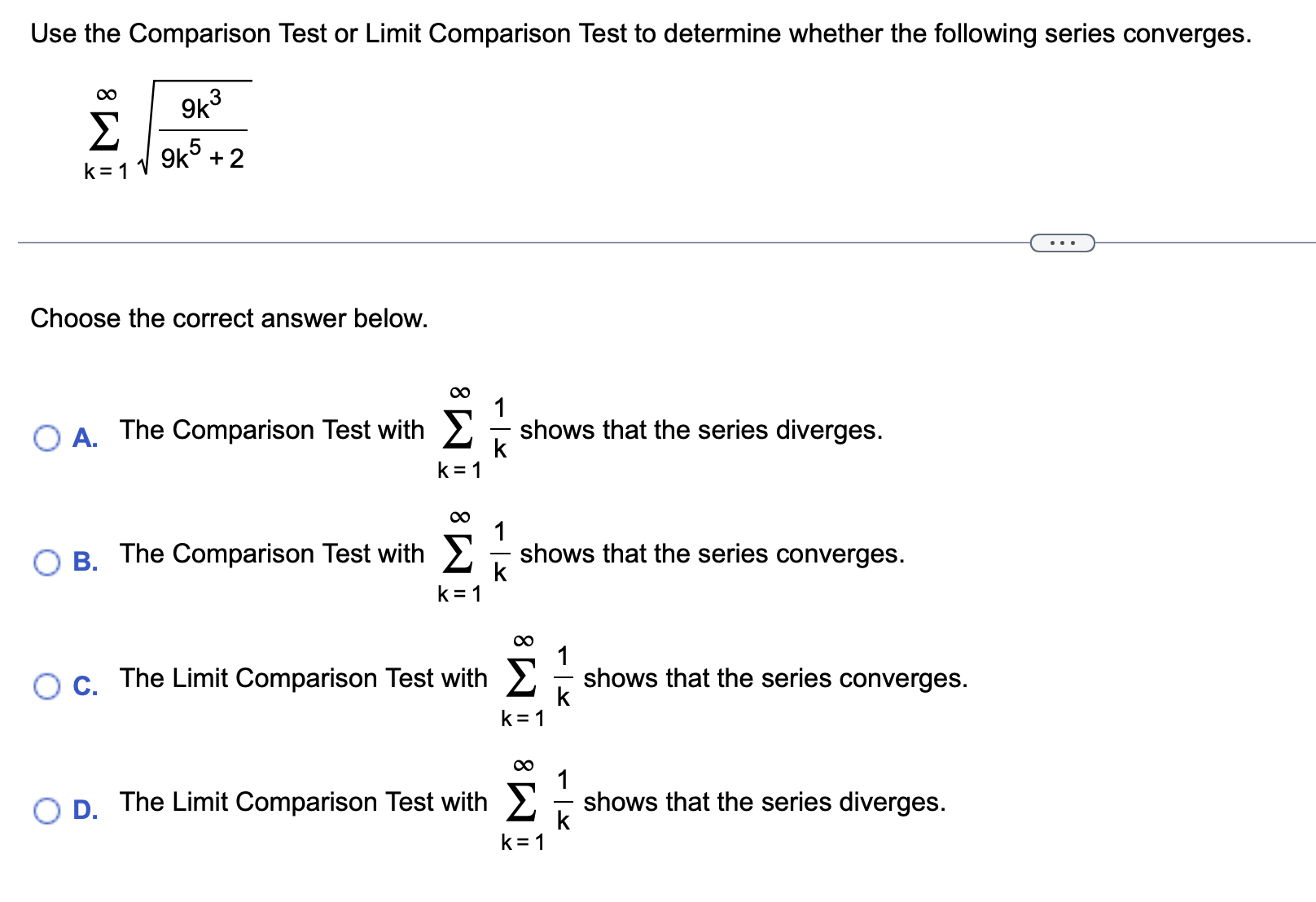 Solved Use The Comparison Test Or Limit Comparison Test To