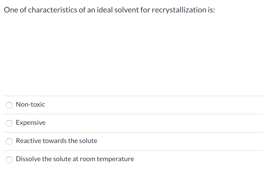 Solved One of characteristics of an ideal solvent for | Chegg.com