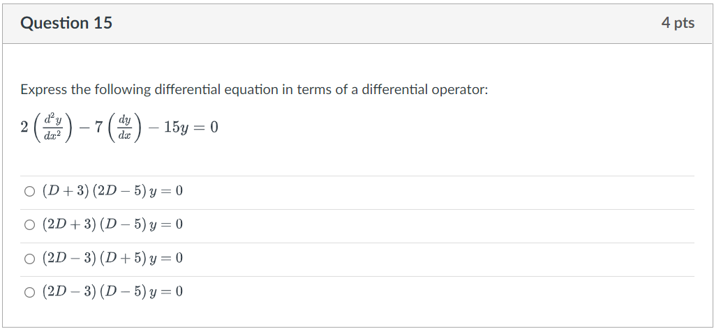 Solved Question 15 Express the following differential | Chegg.com