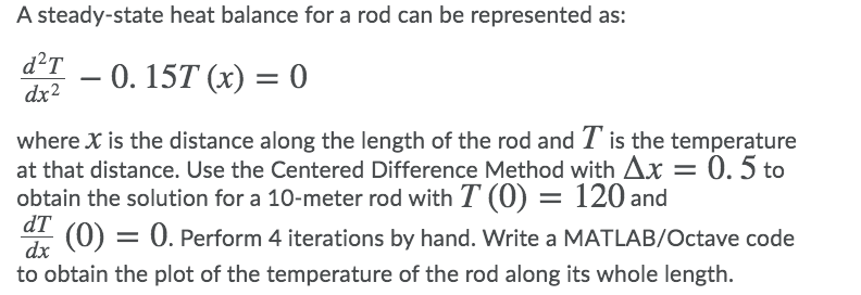 Solved A steady-state heat balance for a rod can be | Chegg.com