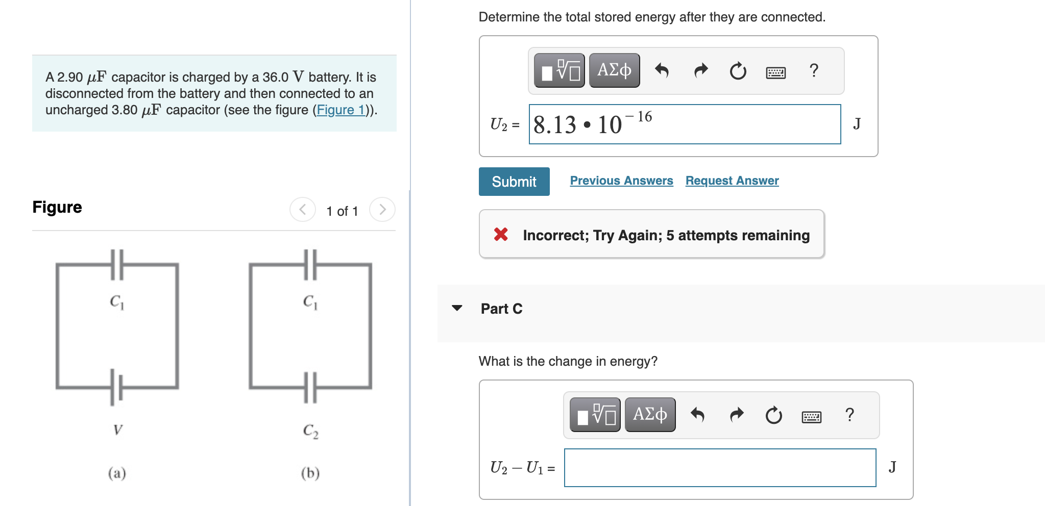 Solved Determine the total stored energy after they are | Chegg.com