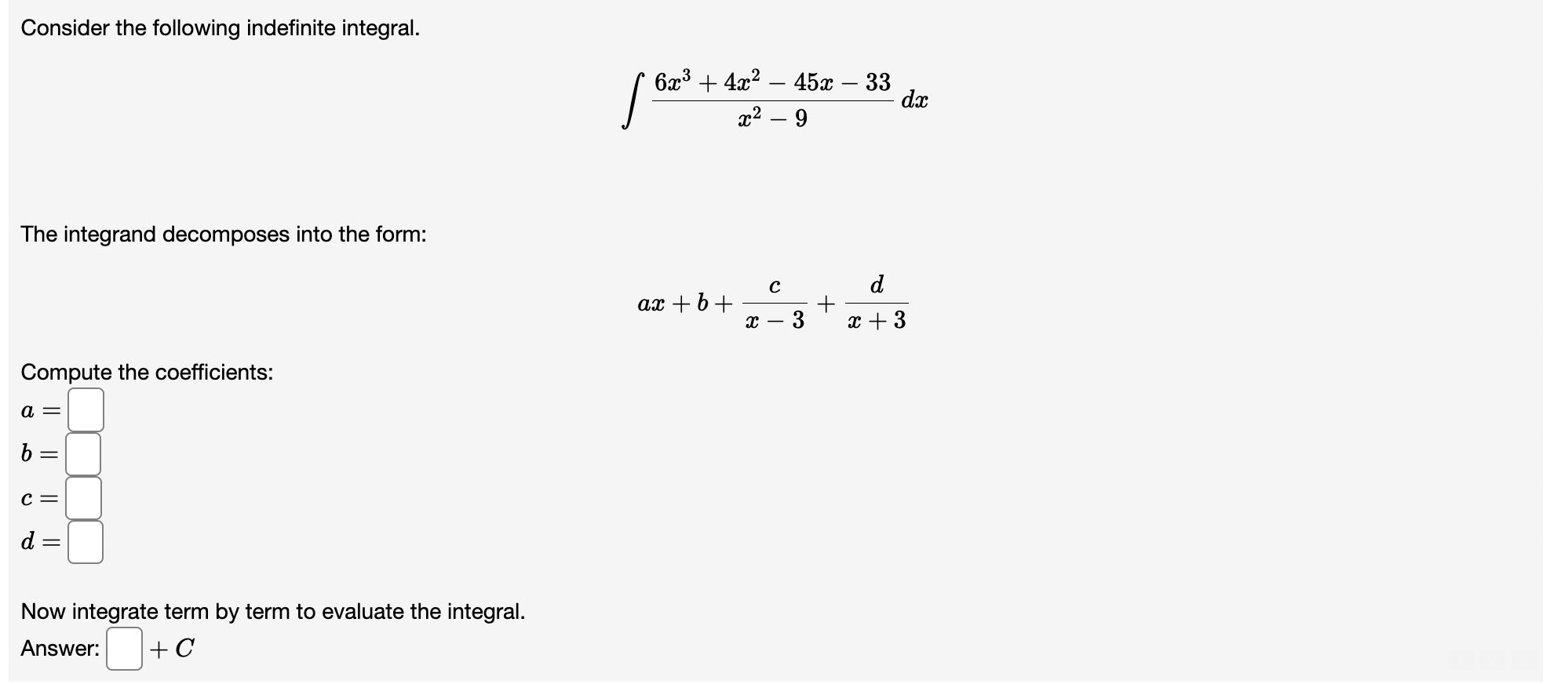 Solved Consider the following indefinite | Chegg.com