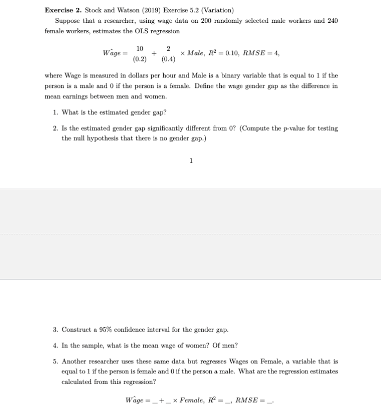 Solved Exercise 2. Stock and Watson (2019) Exercise 5.2 | Chegg.com