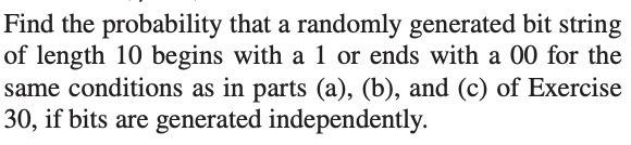 Solved Find the probability that a randomly generated bit | Chegg.com