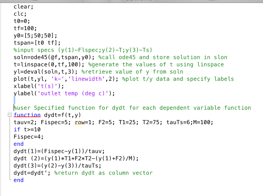 Use MATLAB to calculate the Temperature – | Chegg.com