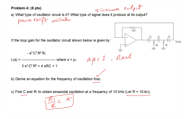 Solved Problem 4: (8 pts) a) What type of oscillator circuit | Chegg.com