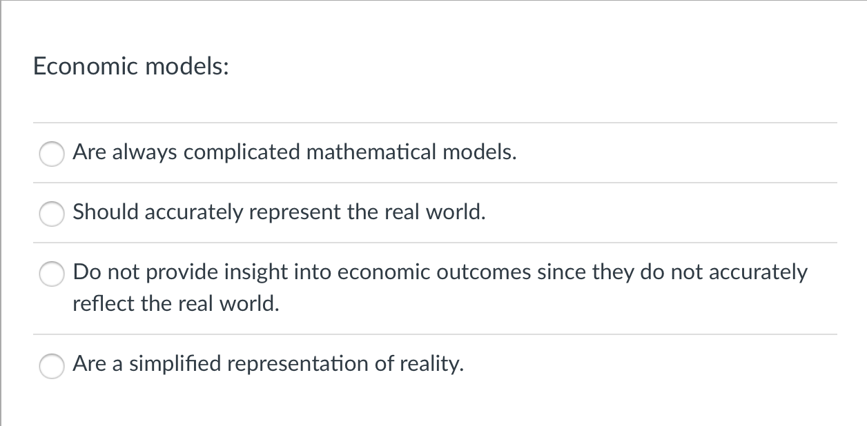 Solved Economic models: Are always complicated mathematical | Chegg.com