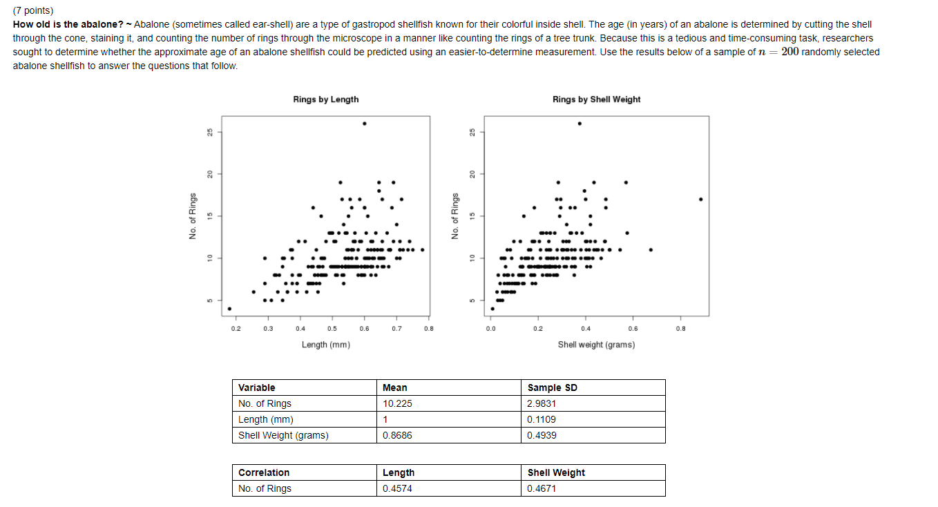 (7 points) How old is the abalone? - Abalone | Chegg.com