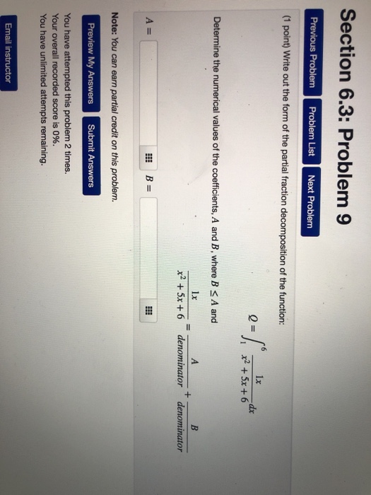 Solved Section 6.3: Problem 9 Previous Problem Problem List | Chegg.com