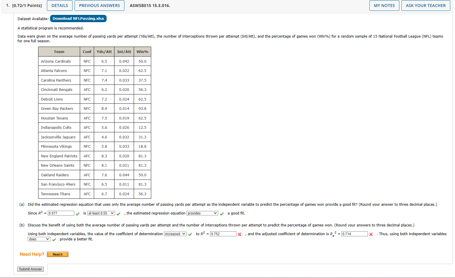 Solved A statistical program is recommended. for one full | Chegg.com