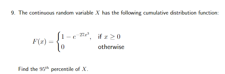 Solved he continuous random variable X has the | Chegg.com