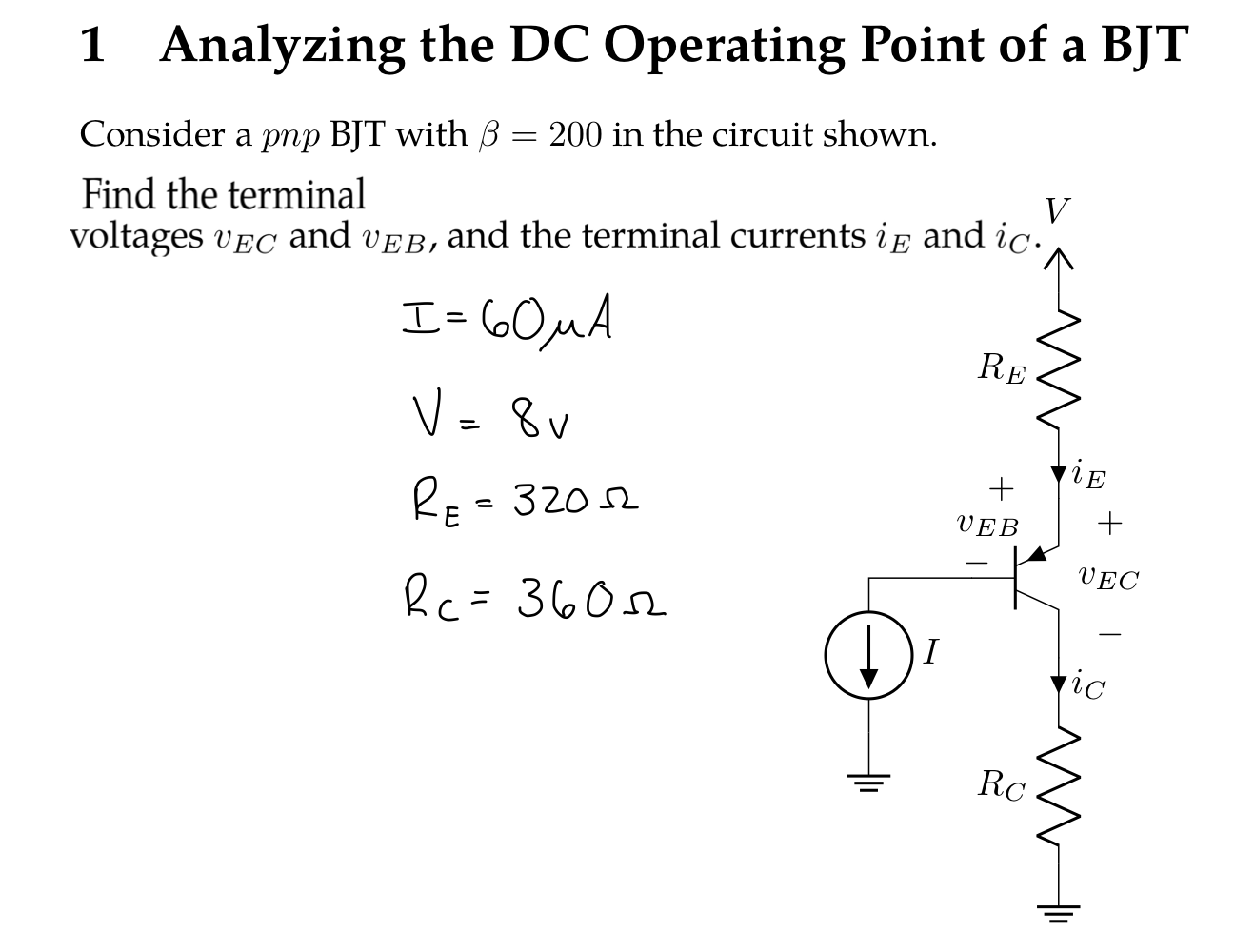 Solved 1 Analyzing the DC Operating Point of a BJT Consider | Chegg.com