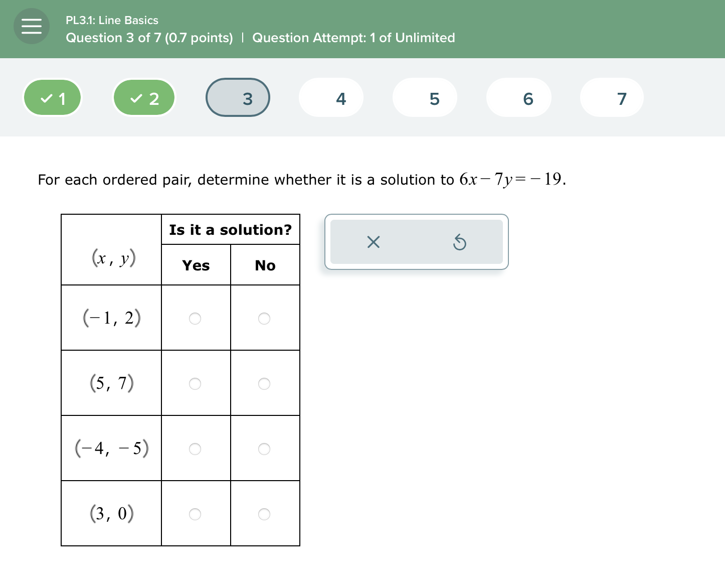 Solved For each ordered pair, determine whether it is a | Chegg.com
