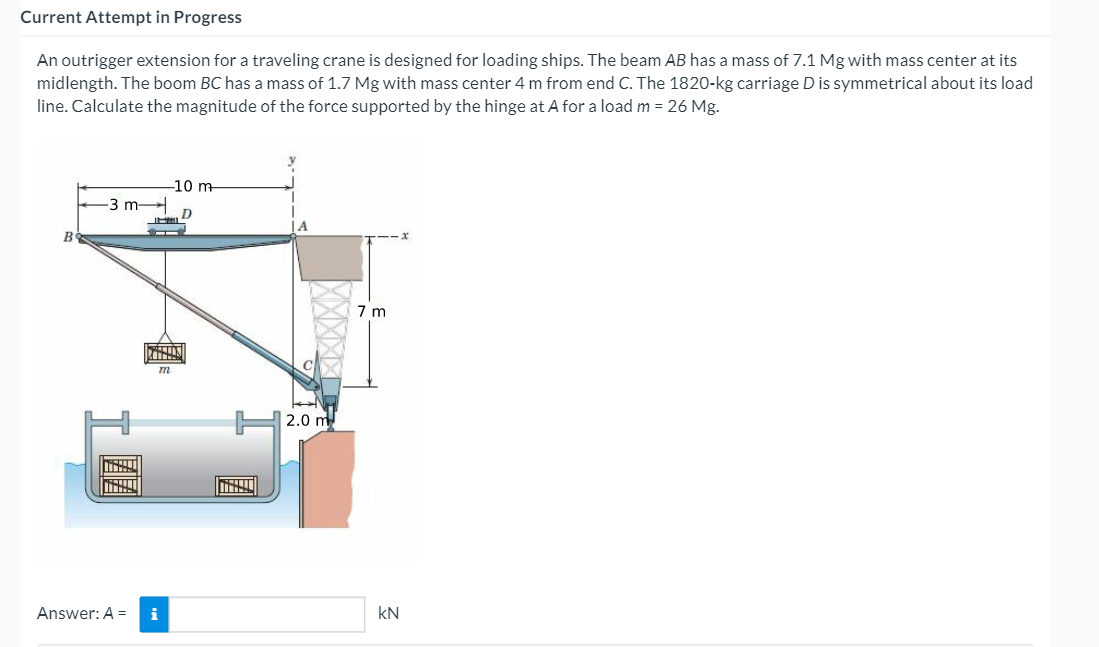 Solved Current Attempt in Progress An outrigger extension | Chegg.com