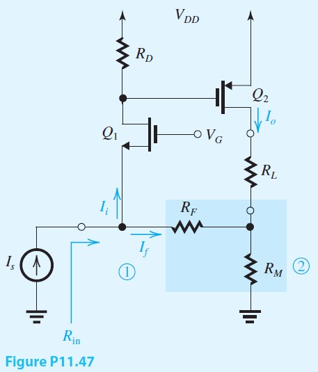 Solved rigure PI1.4/11.74 For the feedback current amplifier | Chegg.com