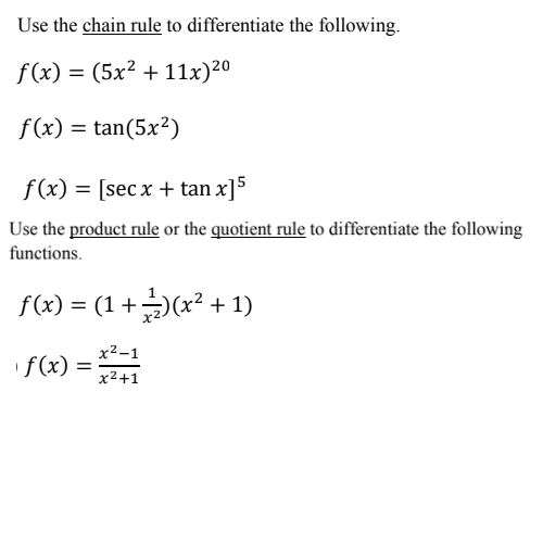 Solved Use the chain rule to differentiate the following. | Chegg.com